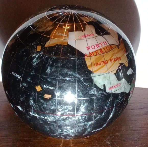 Inlaid World Globe Paperweight